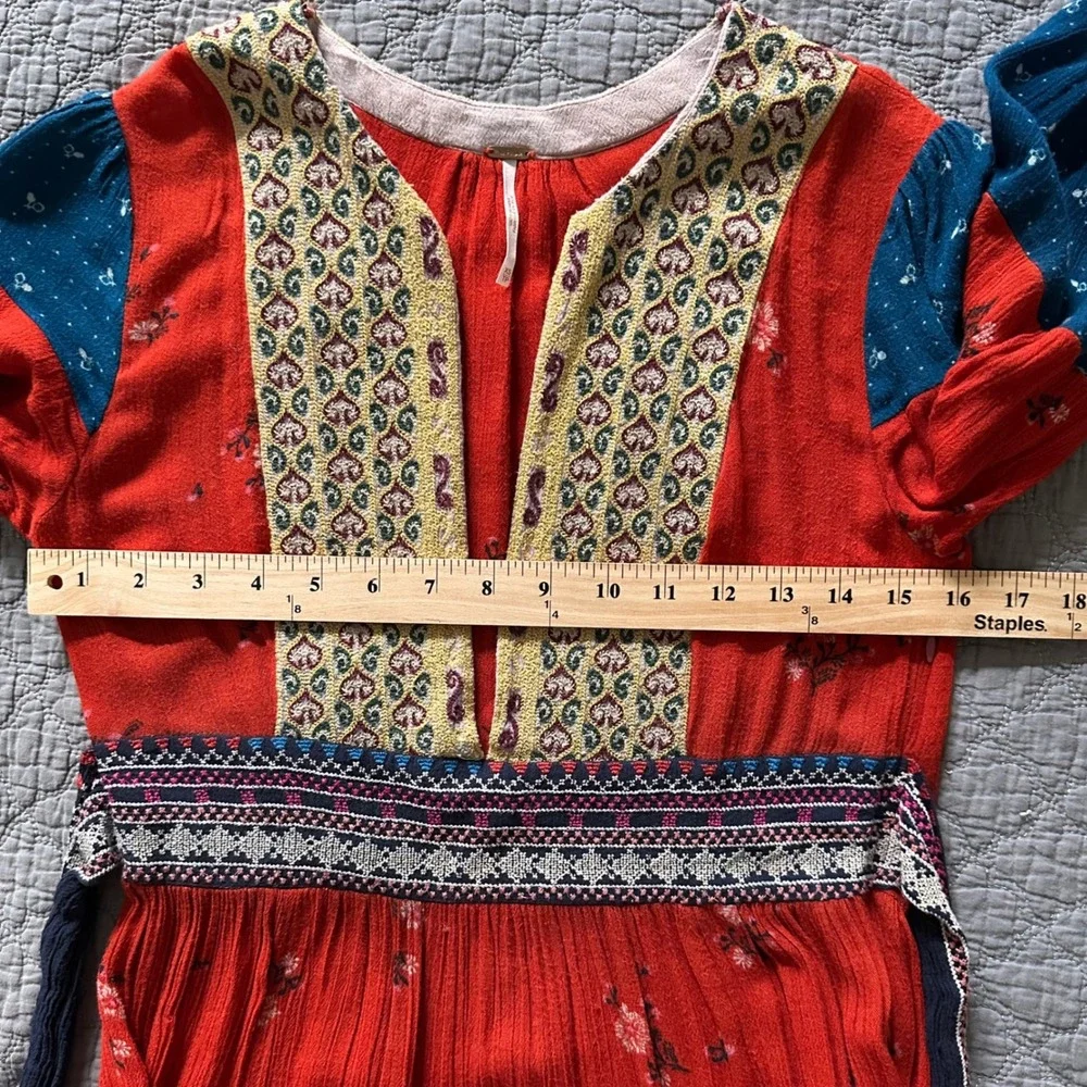 Free People | Dresses | Free People Rare Feelings Red Blue Floral ...